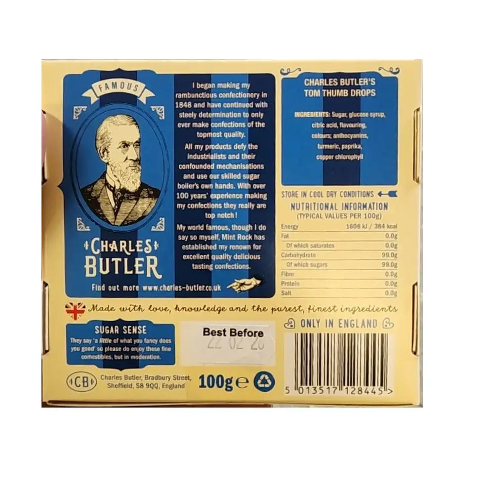 Charles Butler Tom Thumb Drops Sweets 100g– British Food Supplies